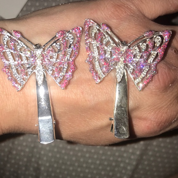 Accessories | New Cute Pink Irridescent Butterfly Hair Clips | Poshmark